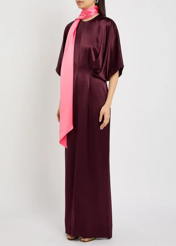 ROKSANDA Sami Draped Satin Maxi Dress With Contrasting Scarf