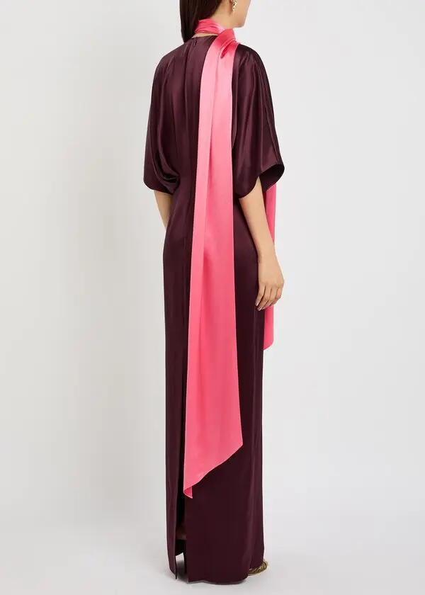ROKSANDA Sami Draped Satin Maxi Dress With Contrasting Scarf