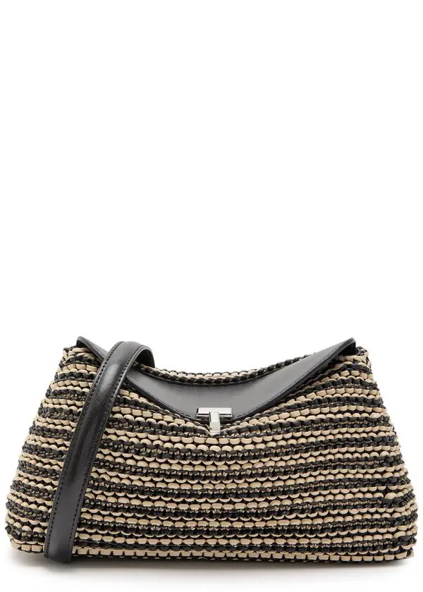 TOTEME T-lock Woven Leather Clutch - Black