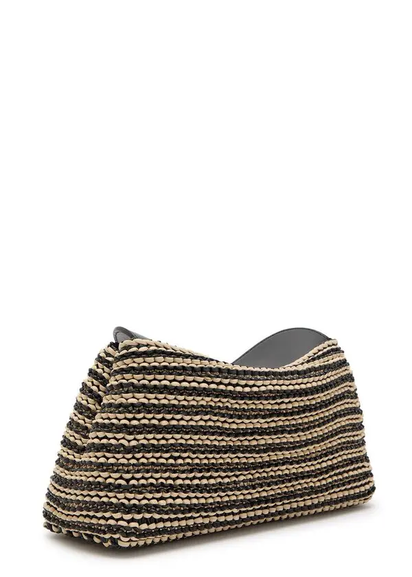 TOTEME T-lock Woven Leather Clutch - Black