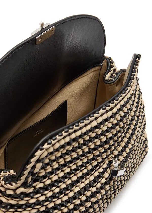 TOTEME T-lock Woven Leather Clutch - Black