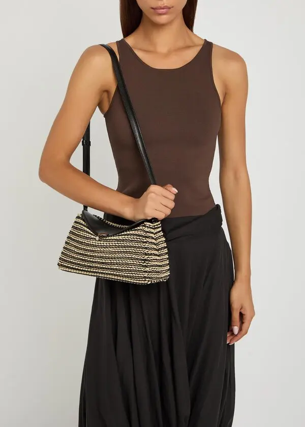 TOTEME T-lock Woven Leather Clutch - Black