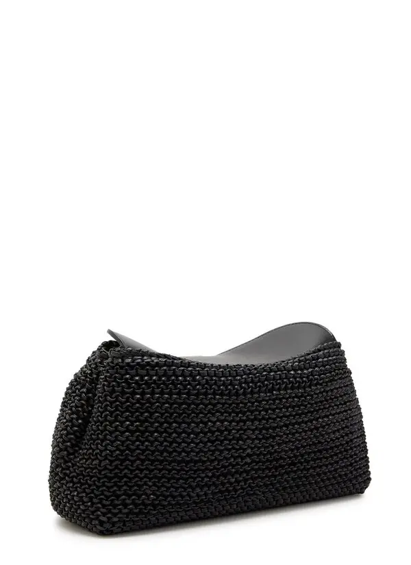 TOTEME T-lock Woven Leather Clutch - Black