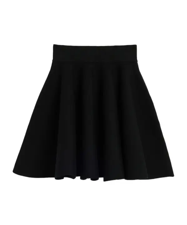 AMI Paris Pleated Midi Skirt - Black