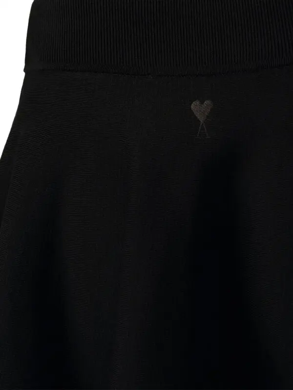 AMI Paris Ribbed Waist Flared Mini Skirt