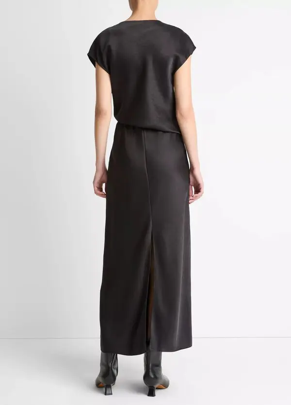 Vince Draped Sleeveless Maxi Dress - Black
