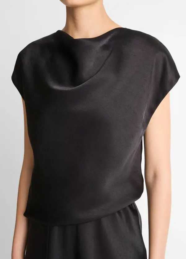 Vince Draped Sleeveless Maxi Dress - Black