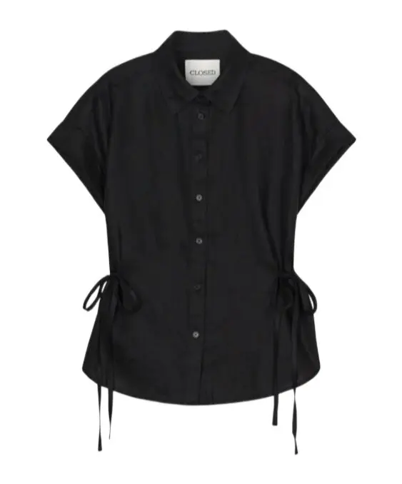 Closed Tie Waist Shirt - Black