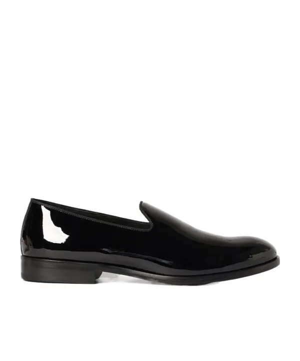 DOUCAL'S Logo Patent Leather Loafers - Balck
