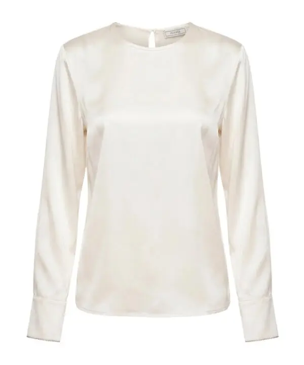 Peserico Satin-finish Long-sleeve Top - Beige