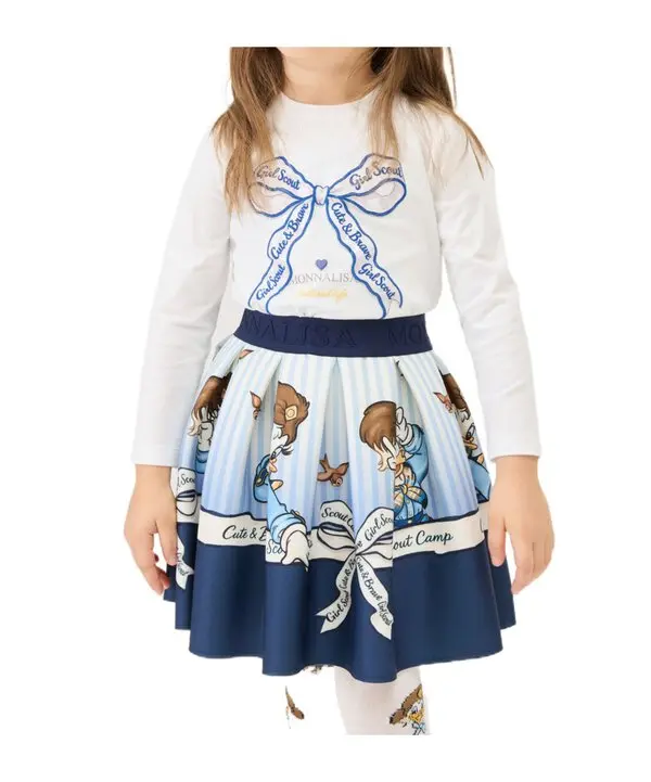 Monnalisa Graphic-print Box-pleat Skirt