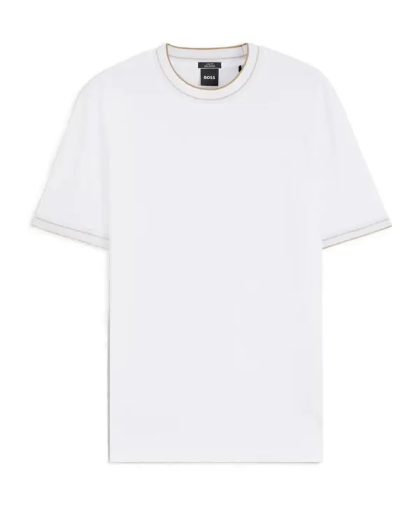 Hugo Boss Slim-fit Contrast-trim T-shirt - White