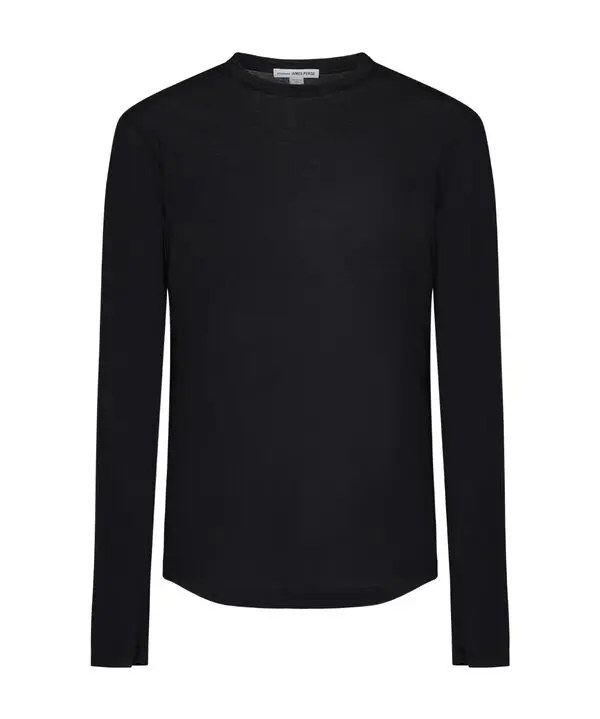 JAMES PERSE Shirttail Hem Crewneck T-shirt - Black