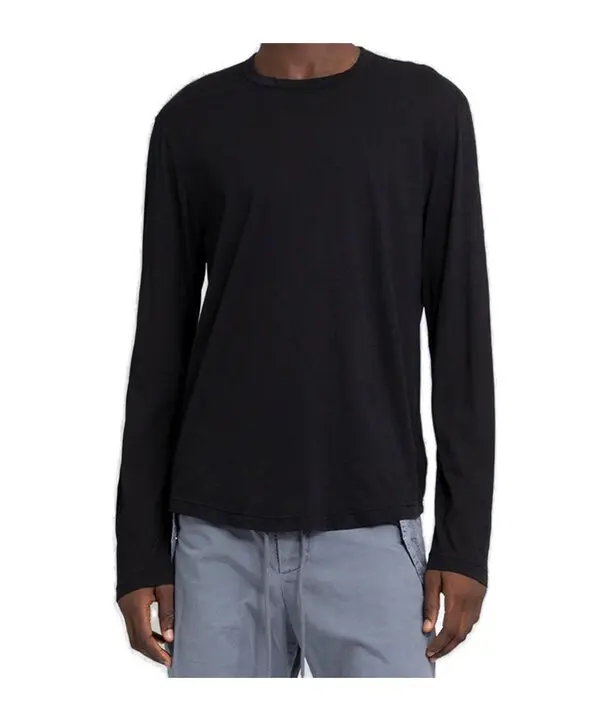 JAMES PERSE Shirttail Hem Crewneck T-shirt - Black