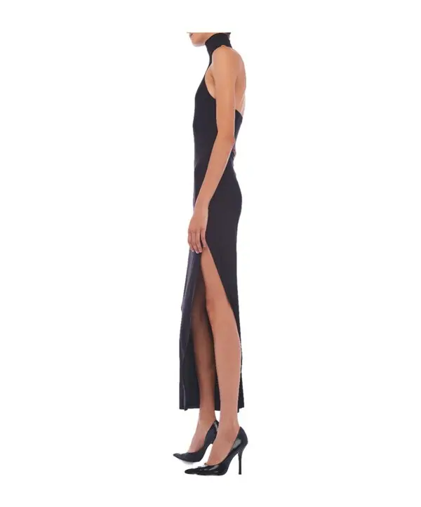 Norma Kamali High Neck Open Back Maxi Dress