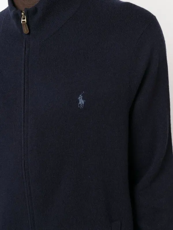 Ralph Lauren Polo Pony Embroidered Zip Up Knit Cardigan