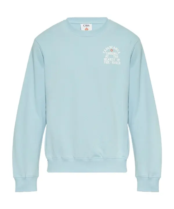 Casablanca Logo Printed Crewneck Sweatshirt - Light Blue