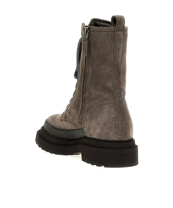 Brunello Cucinelli Monile Detailed Lace-up Ankle Boots