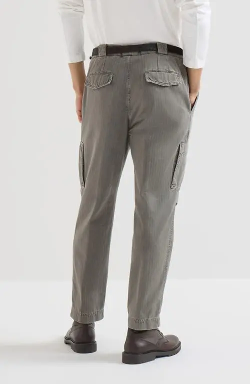 Brunello Cucinelli Cotton Chevron Cargo Trousers