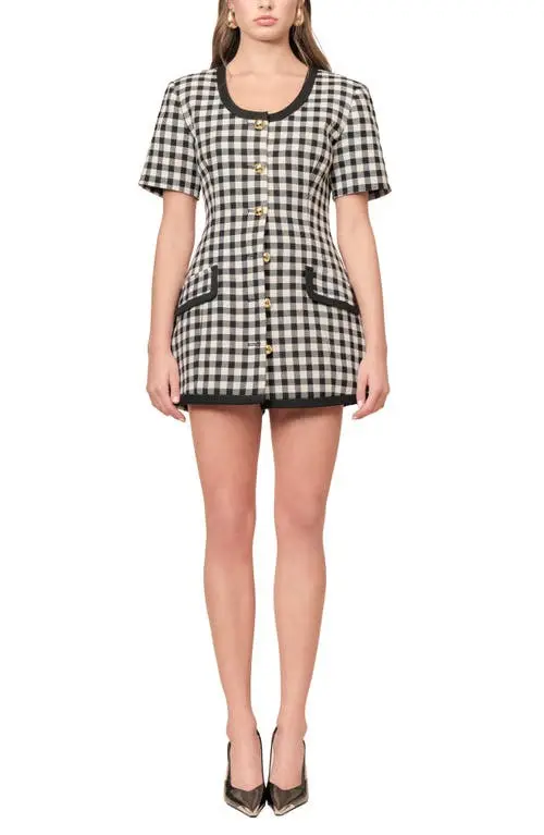 MAUDE CLUB Frances Gingham Wool Jacket - Black Gingham