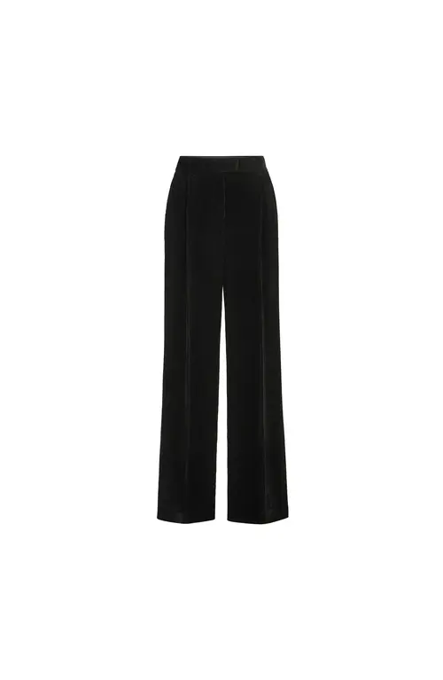 Brunello Cucinelli Sparkling Corduroy Loose Pleated Trousers With Monili - Black