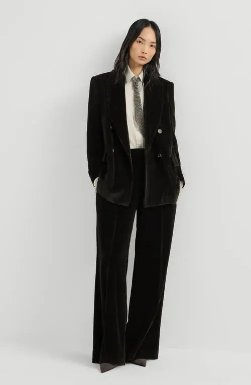 Brunello Cucinelli Sparkling Corduroy Loose Pleated Trousers With Monili - Black