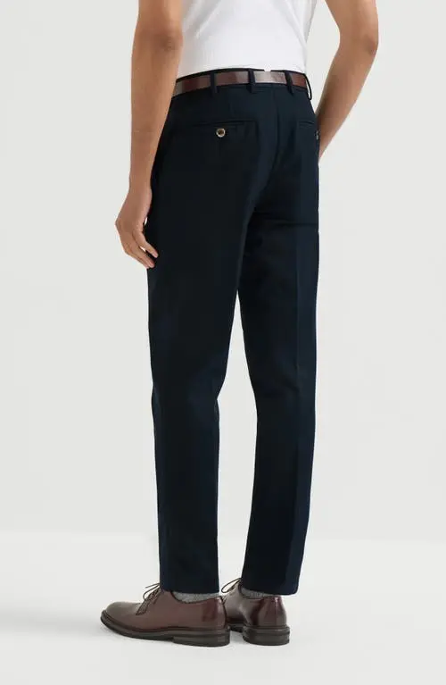 Brunello Cucinelli Cotton And Virgin Wool Gabardine Trousers - Blue