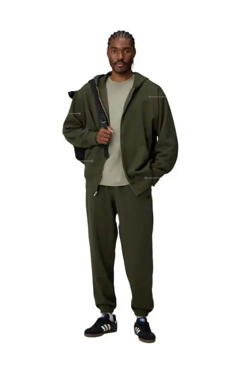 FABLETICS Oversized Full Zip Fleece Hoodie - Dark Olive