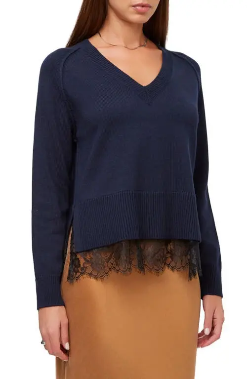 Fifteen Twenty V-neck Lace Trimmed Sweater