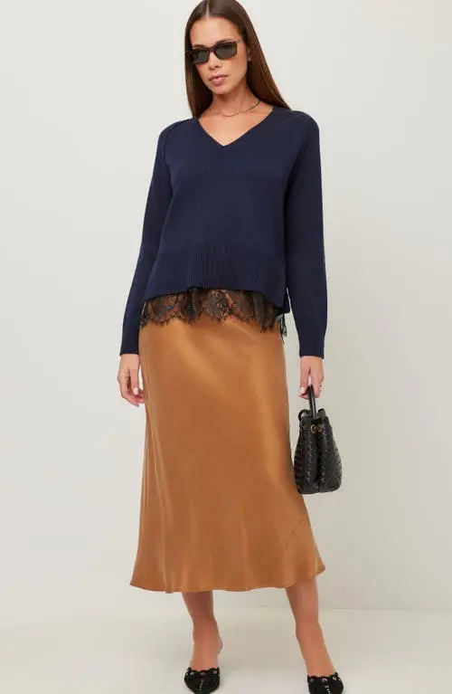 Fifteen Twenty V-neck Lace Trimmed Sweater