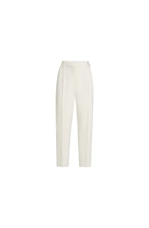 Brunello Cucinelli Comfort Viscose Couture Twill Slouchy Trousers With Monili - Milk