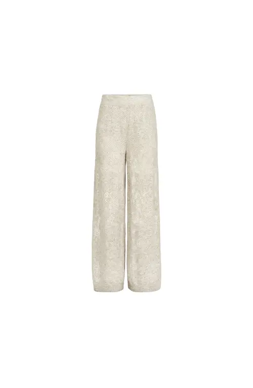 Brunello Cucinelli Lace Flowers Knit Track Trousers - Buff