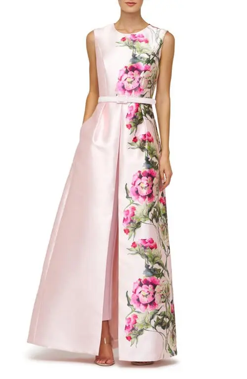 KAY UNGER Finley Floral Walk-through Jumpsuit - Blush