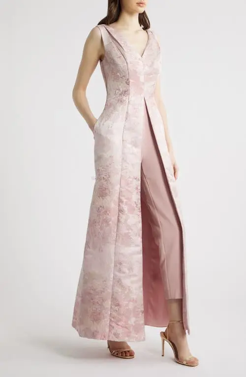 KAY UNGER Clark Floral Jacquard Walk-through Jumpsuit