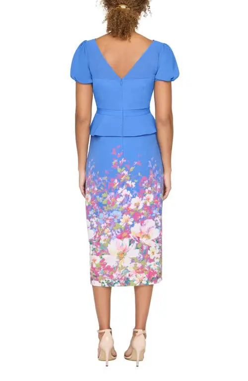 KAY UNGER Annabelle Floral Peplum Midi Dress