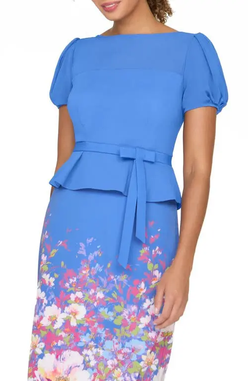 KAY UNGER Annabelle Floral Peplum Midi Dress