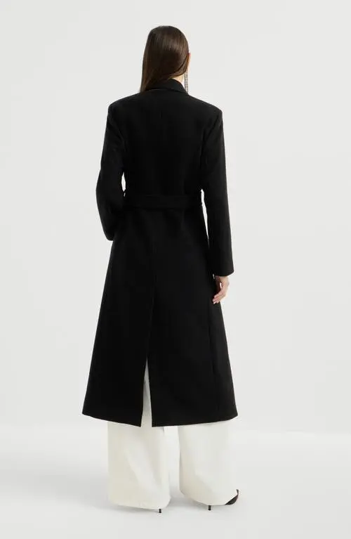 Brunello Cucinelli Belted Water-resistant Cashmere Coat With Monili