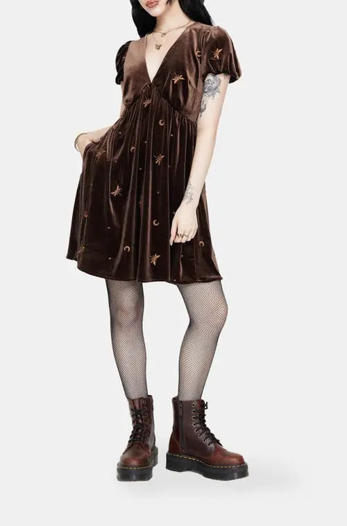 DISTURBIA Seraphine Dragonfly Velour Mini Dress