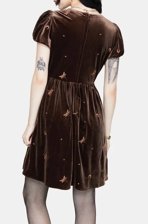 DISTURBIA Seraphine Dragonfly Velour Mini Dress