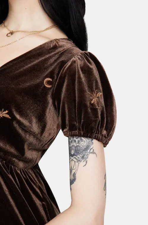 DISTURBIA Seraphine Dragonfly Velour Mini Dress