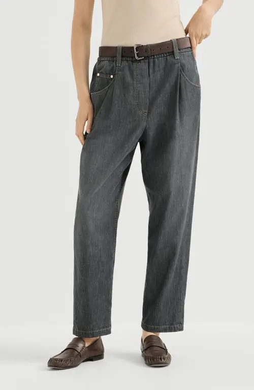 Brunello Cucinelli Lightweight Denim Five-pocket Trousers - Dark Grey