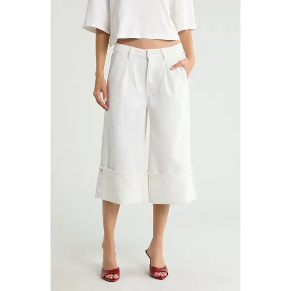 FADE OUT LOUD Roxie Cuffed Selvedge Denim Shorts - Cloud