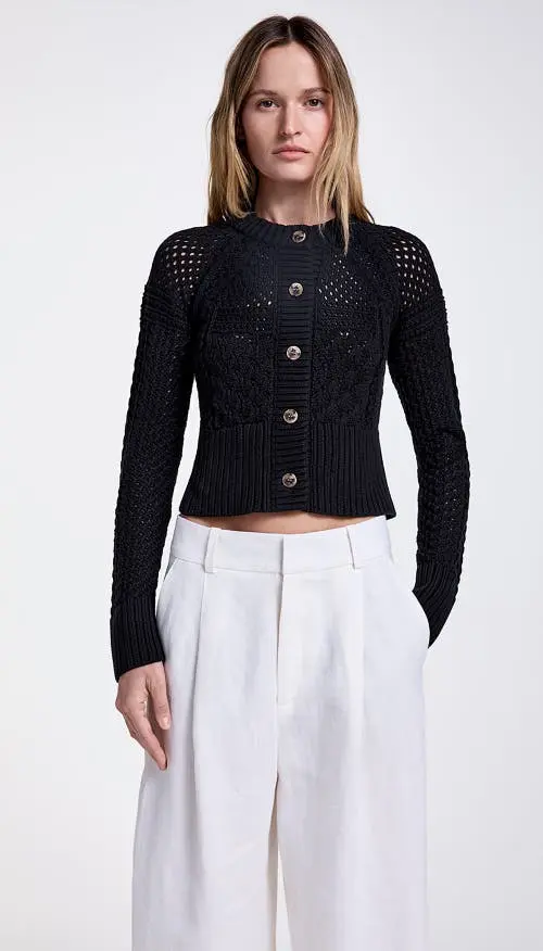 Smythe Crochet Cardigan - Black