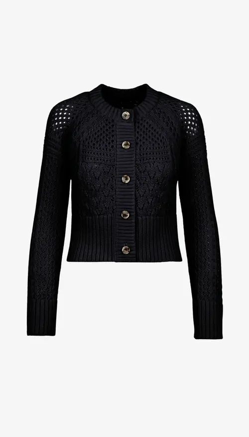Smythe Crochet Cardigan - Black