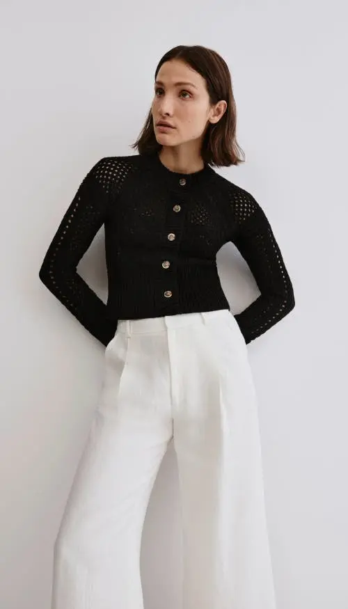 Smythe Crochet Cardigan - Black