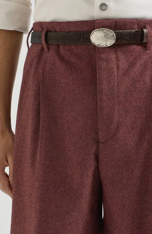Brunello Cucinelli Virgin Wool And Cashmere Flannel Trousers With Double Pleats - Burned