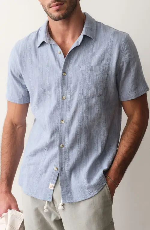 Marine Layer Classic Stretch Selvage Short Sleeve Shirt - Blue