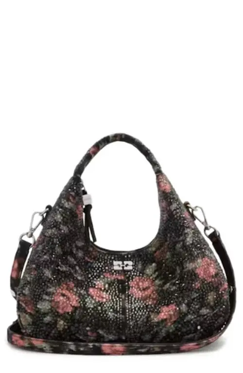 GANNI Embellished Mini Hobo Bag - Black