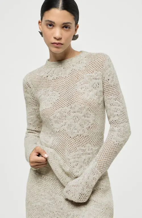 Brunello Cucinelli Lace Flowers Sweater