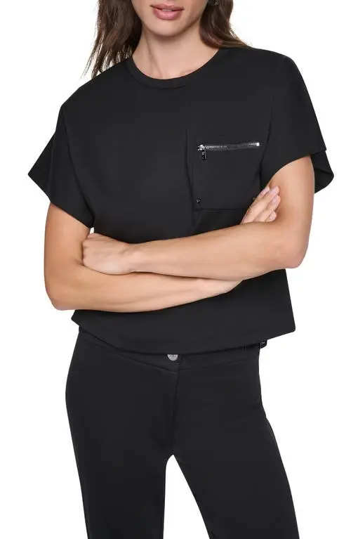 Dkny Zip Pocket Dolman Sleeve T-shirt - Black